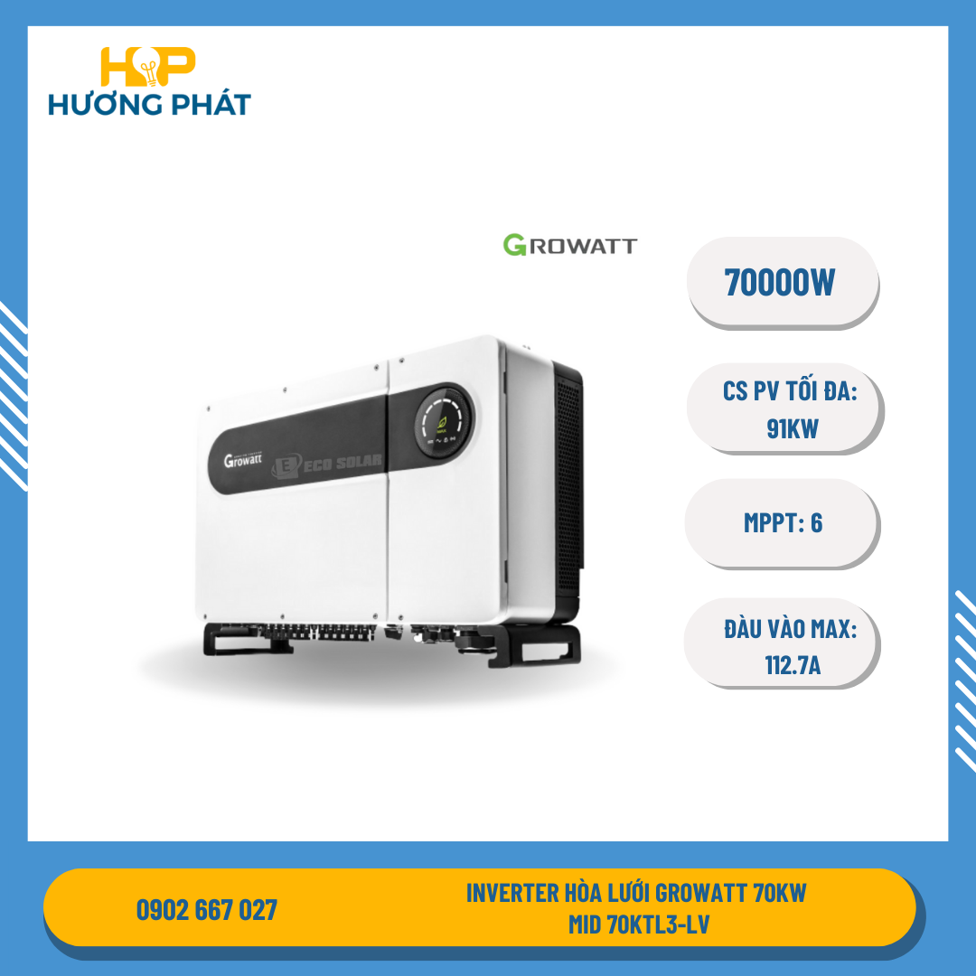 Inverter hòa lưới Growatt 70KW MID 70KTL3-LV - Hương Phát Solar
