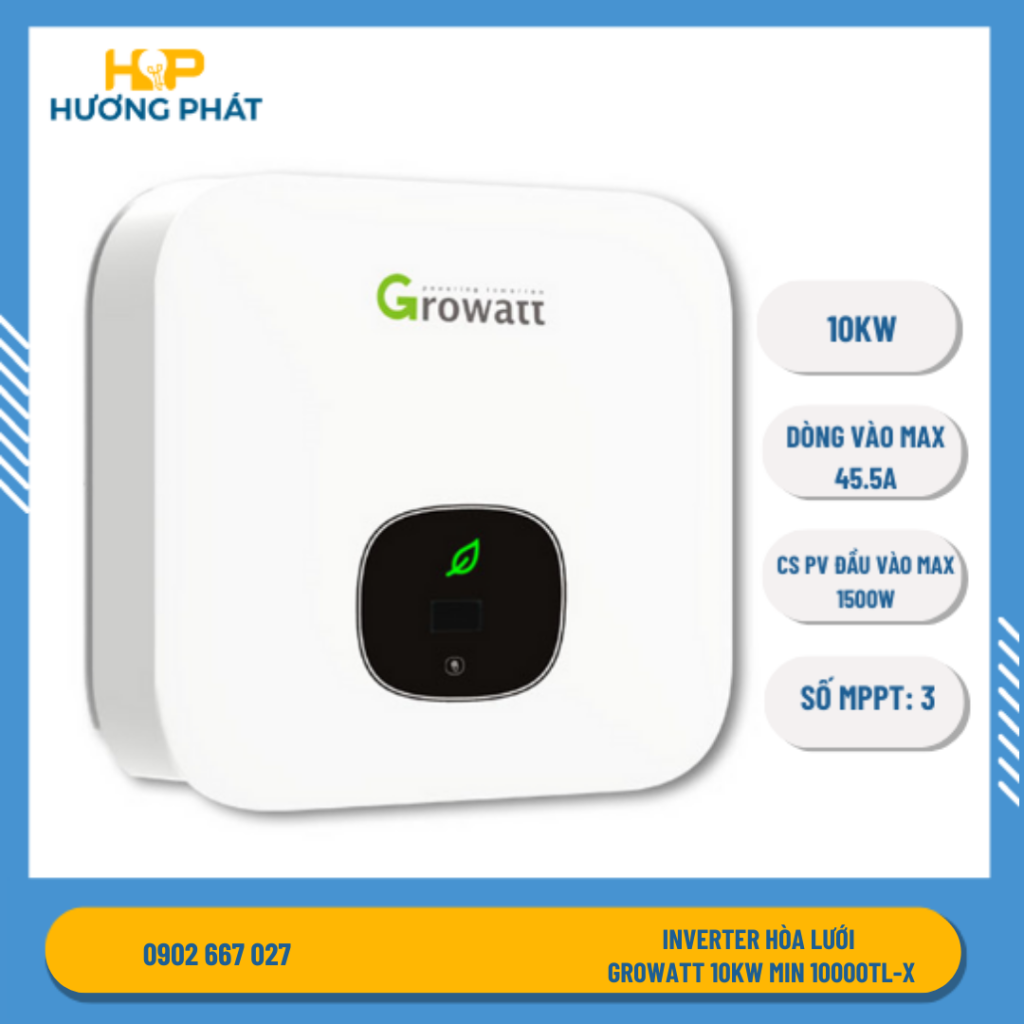 Inverter hòa lưới Growatt 10KW MIN 10000TL-X - Hương Phát Solar